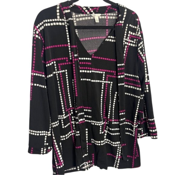 Cato | Tops | Cato Black And Pink Geometric Blouse | Poshmark